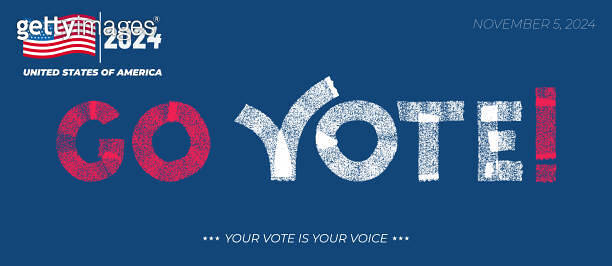 2024 Go Vote! text in calligraphy for United States of America ...