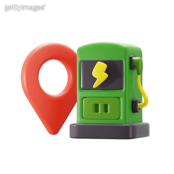 electric vehicle power supply station pin map location 3d icon ...