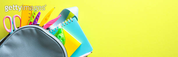 Vibrant School Supplies Banner - A lively and colorful banner featuring ...