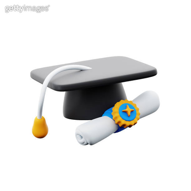 university toga map with graduation certificate roll 3d icon ...