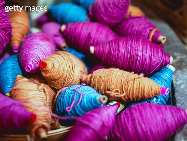 Silk Natural fiber woven or knitted into silk that is dyed into various ...