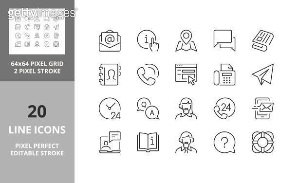 contact and support icons 64px and 256px editable vector set ...