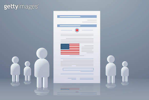 people icons with voting paper ballot election day concept person ...