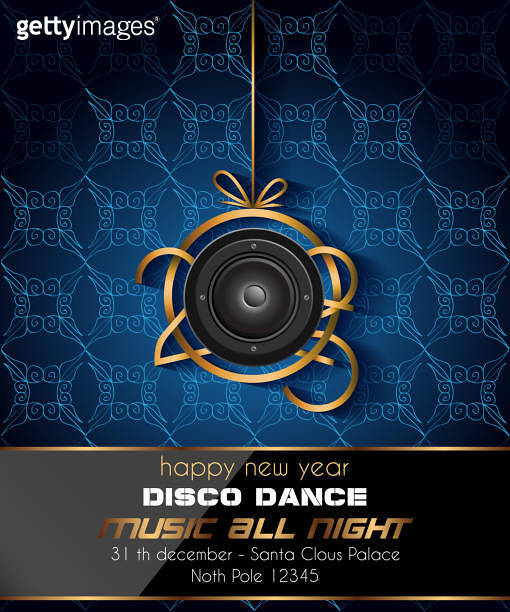2025 Happy New Year disco club flyer with colorful elements. Ideal for ...
