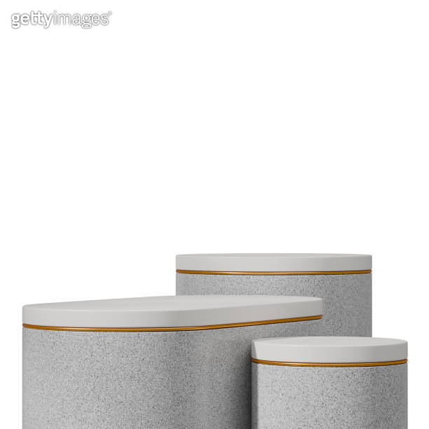 gold accent 3d render, transparent background of white granite textured ...