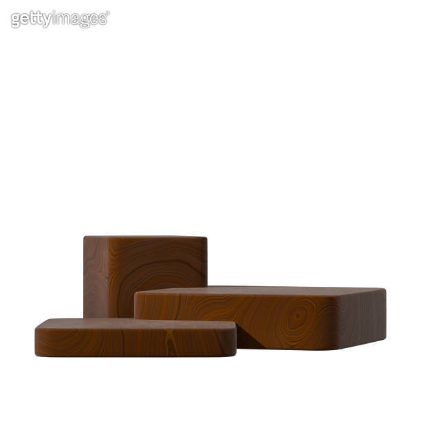 wood grain textured 3d rendering, transparent background of block shape ...