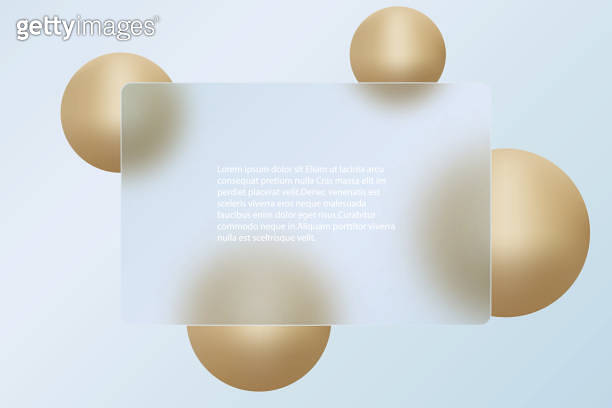 Glass morphism map concept with floating spheres. Frosted glass effect ...