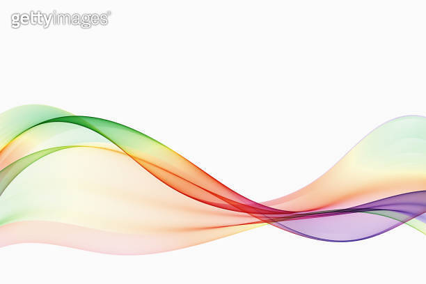 Abstract background rainbow wavy lines, transparent wave flow on a ...