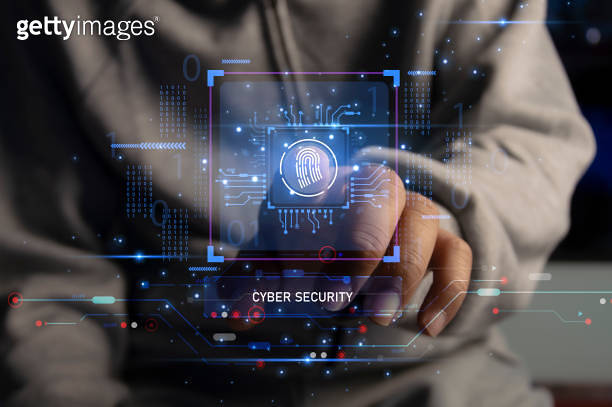 Keypad, cyber shield, lock, technology security system. Digital link ...