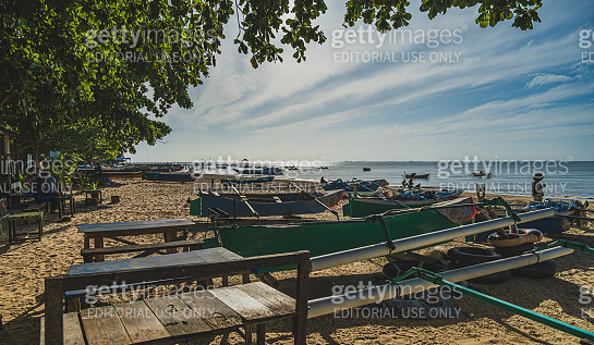 The Exoticm of Fishing Village in Seraya beach in the morning. 이미지 ...