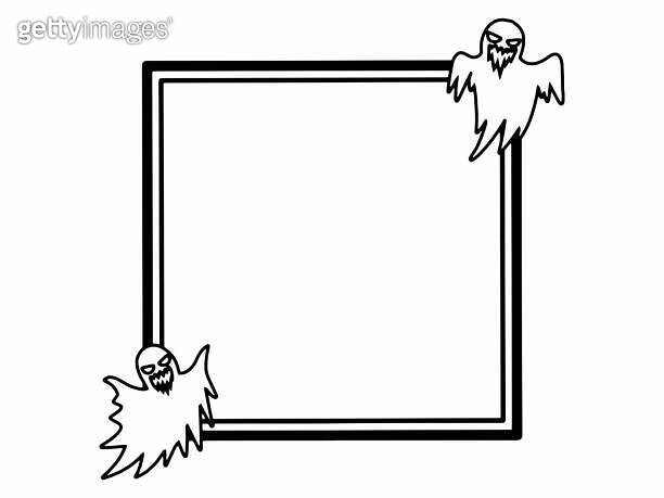 Halloween Ghost Frame Line Art Illustration. Halloween Ghost Frame ...