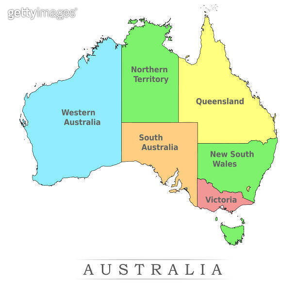 Australia administrative divisions. Australia flag and map illustration ...