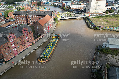 aerial view of Drypool Bridge, structural damage has closed the bridge ...