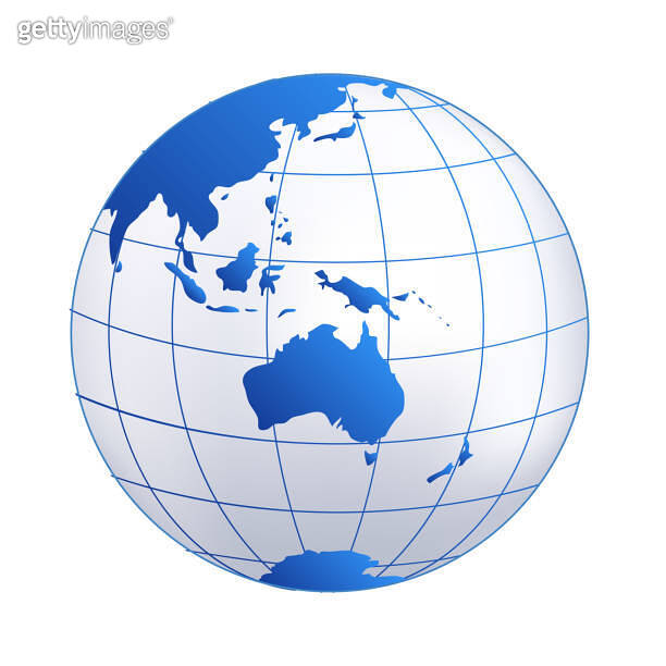 Gradient Blue Globe On A Transparent Background: Australia (2166165927 ...