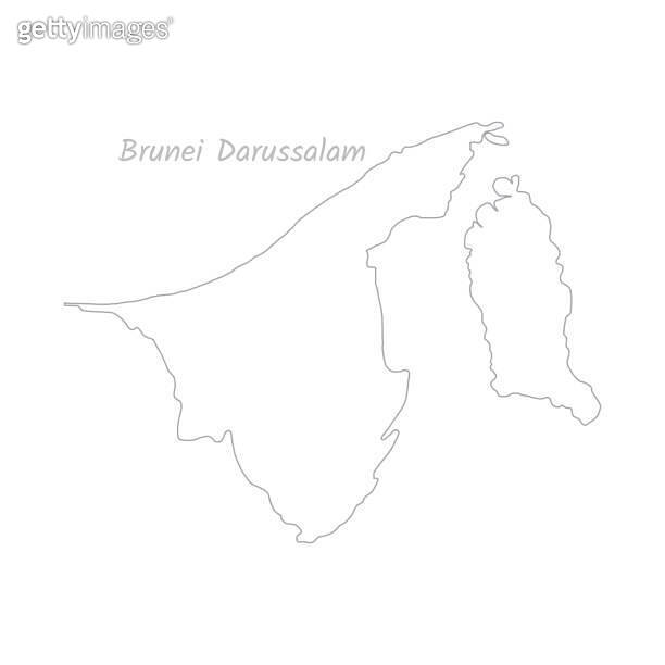 Brunei Darussalam map hand drawn simple stylized. Isolated on white ...