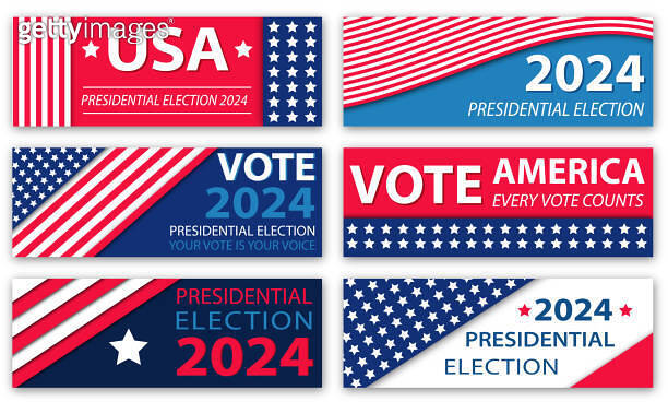 Presidential Election 2024 USA Banner Template 이미지 (2162012618) - 게티이미지뱅크