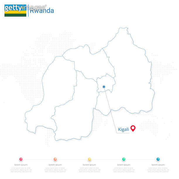 Rwanda map detailed infographic and pin of country capital Kigali on ...