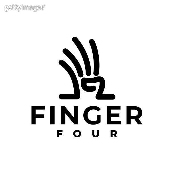 illustration of a hand showing a four finger. hand vector logo template ...