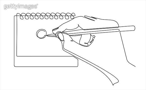 Continuous one line drawing of Hand with pen mark calendar. Planning ...