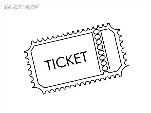 Single continuous line drawing of ticket. one line draw design graphic ...