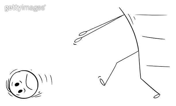 Person Lost His Head or Mind, Vector Cartoon Stick Figure Illustration ...
