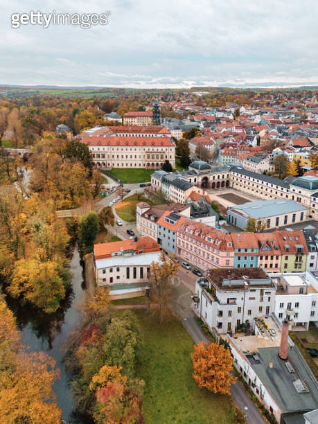 aerial view over historic weimar cityscape in autumn 이미지 (2155130479 ...