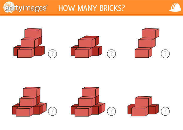 3d counting construction site game with bricks. Math and logical ...