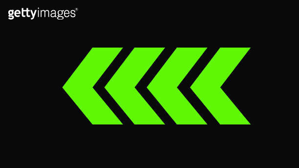 Green color or design images. Left direction arrows symbols. Warning ...