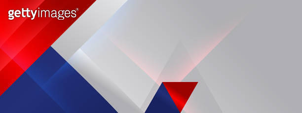 Modern dark navy blue , red and white gradient geometric triangle shape ...