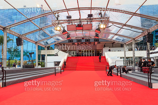 Red carpet stairway at Palais des Festivals (Palace of Festivals and ...