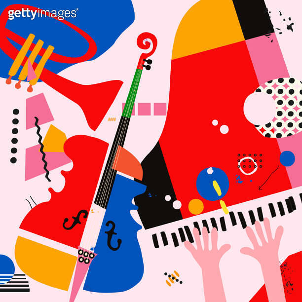 Modern music poster with abstract and minimalistic musical instruments ...