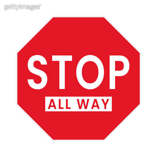 Stop All Way Sign, Label, Road Sign, Signboard, Vector, Poster ...
