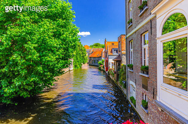 Bakkersrei water canal of Reie river and medieval houses buildings ...