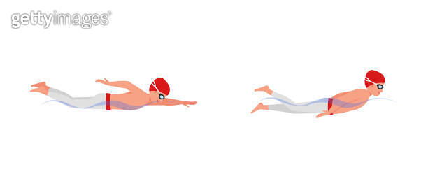 Set of Male swimmer character vector design. Presentation in various ...