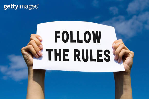 follow the rules sign, compliance and law concept, society regulations ...