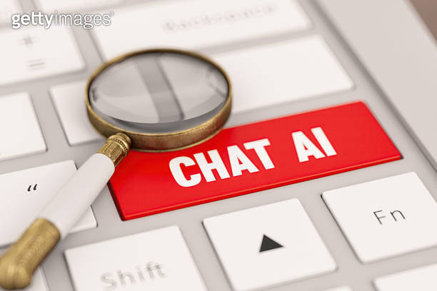 Computer Keyboard with Chat AI Button with a Magnifying Glass ...