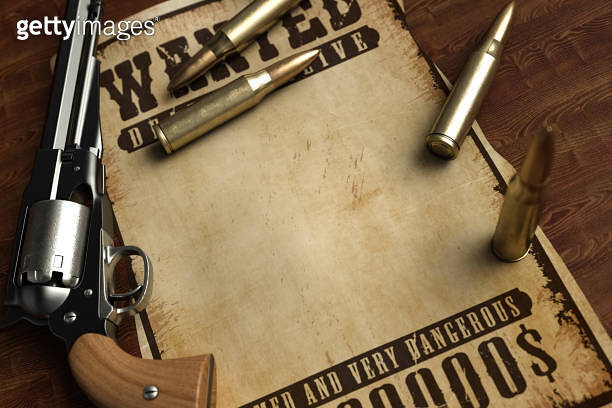 Old Revolver with Bullets and Wanted Sign (2057599457) 일러스트, 무료 일러스트 ...
