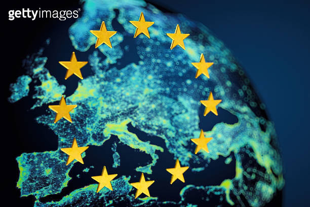 European Flag Stars over Glowing Europe Map (2160077396) 일러스트, 무료 일러스트 ...