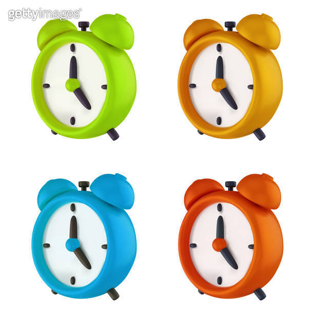 Alarm clock in realistic 3d style. Cartoon vector illustration ...