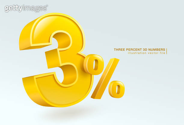 Three percent 3D 이미지 (2164009921) - 게티이미지뱅크
