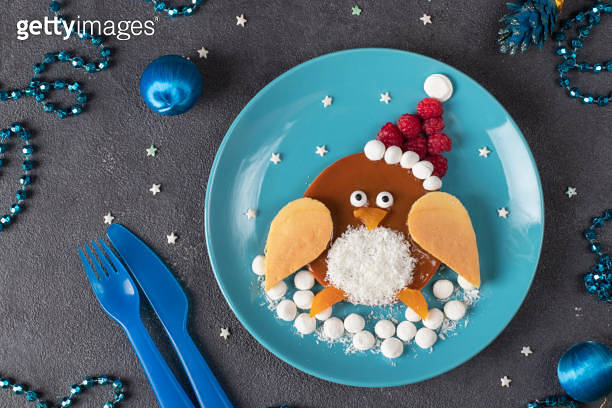 Penguin form pancake with raspberry for breakfast - fun food idea for ...