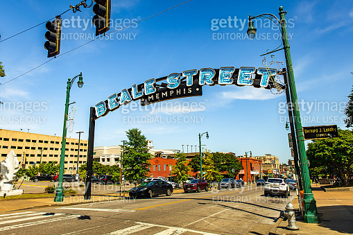 Beale street Memphis street sign at the entrance to famous street ...