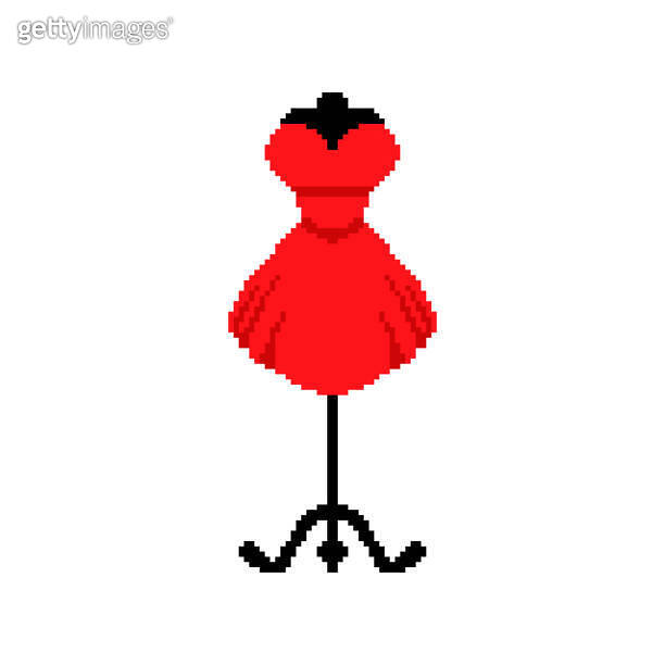 Red dress pixel art. 8 bit Beautiful Red womens sarafan onhanger ...