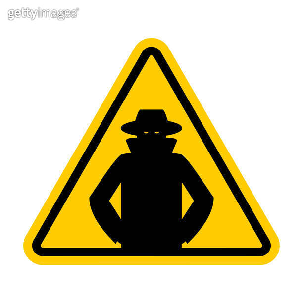 Attention spy. Caution secret agent! Triangular road sign (2162442593 ...