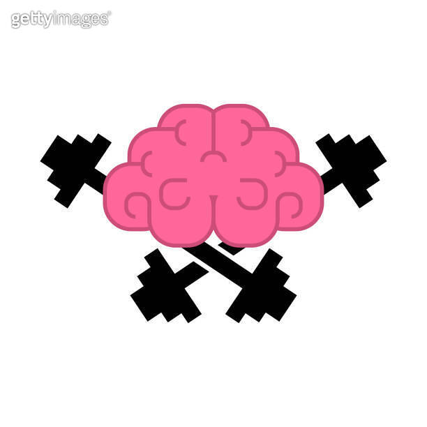 Brain and Barbell Gym Sign. Brain pumping Symbol (2157908817) - 게티이미지뱅크