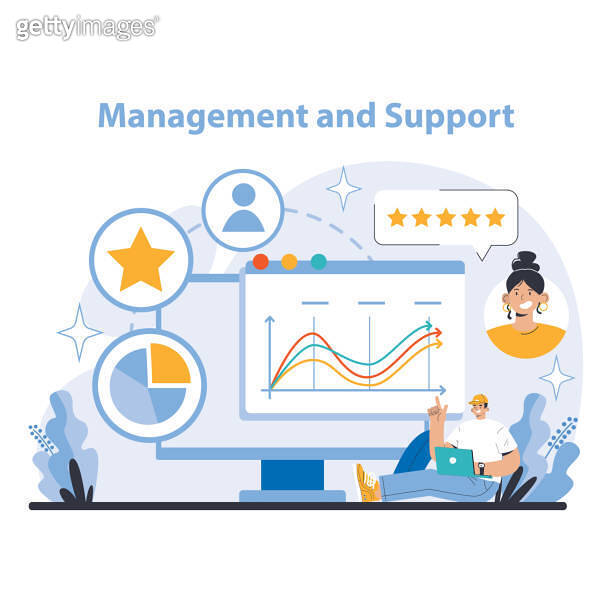 Management and support concept. Flat vector illustration. 이미지 ...