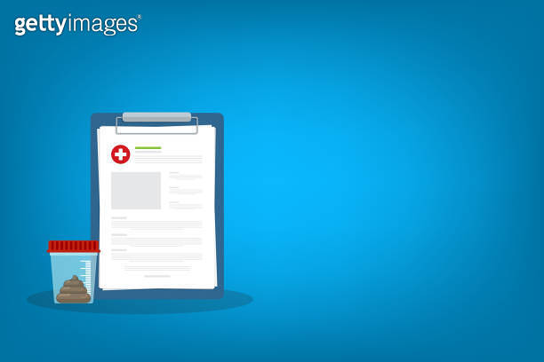 Stool analysis. Stool test icon. Pee sample in a plastic box and ...