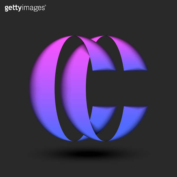 Overlapping letters CC initials 3d logo, calligraphy monogram two ...