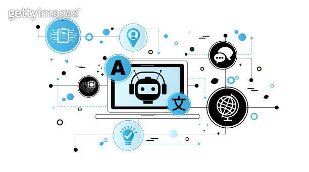 AI, artificial intelligence Instant Translation Concept. Ai Help to ...