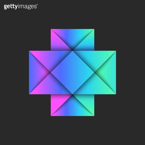 Cross shape logo geometric shapes triangles and rhombus with sharp ...